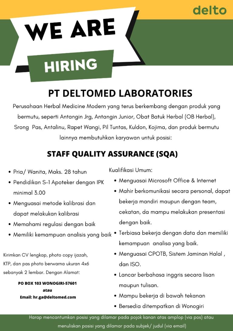 PT Deltomed Laboratories – Portal Alumni Universitas Gadjah Mada