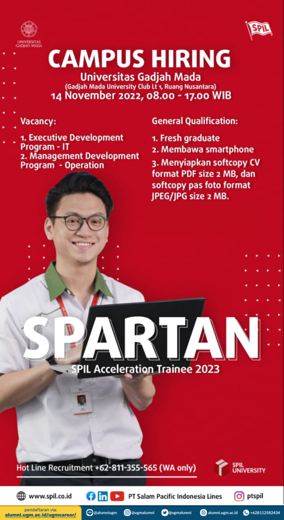 [Campus Hiring] SPARTAN: SPIL Acceleration Trainee 2023 – Portal Alumni Universitas Gadjah Mada