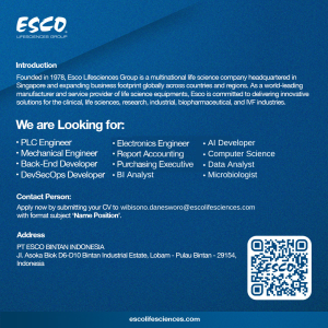 PT Esco Bintan Indonesia – Portal Alumni Universitas Gadjah Mada